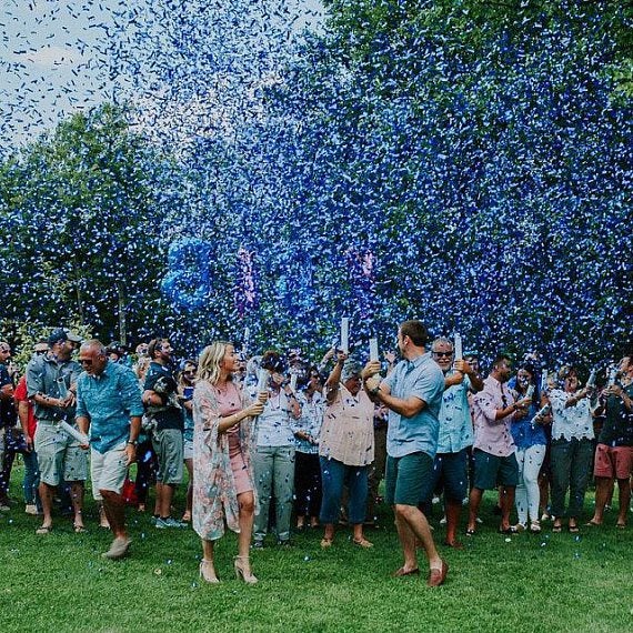GENDER REVEAL CONFETTI CANNON - BLUE | Majestic Party Rentals Balloon Store